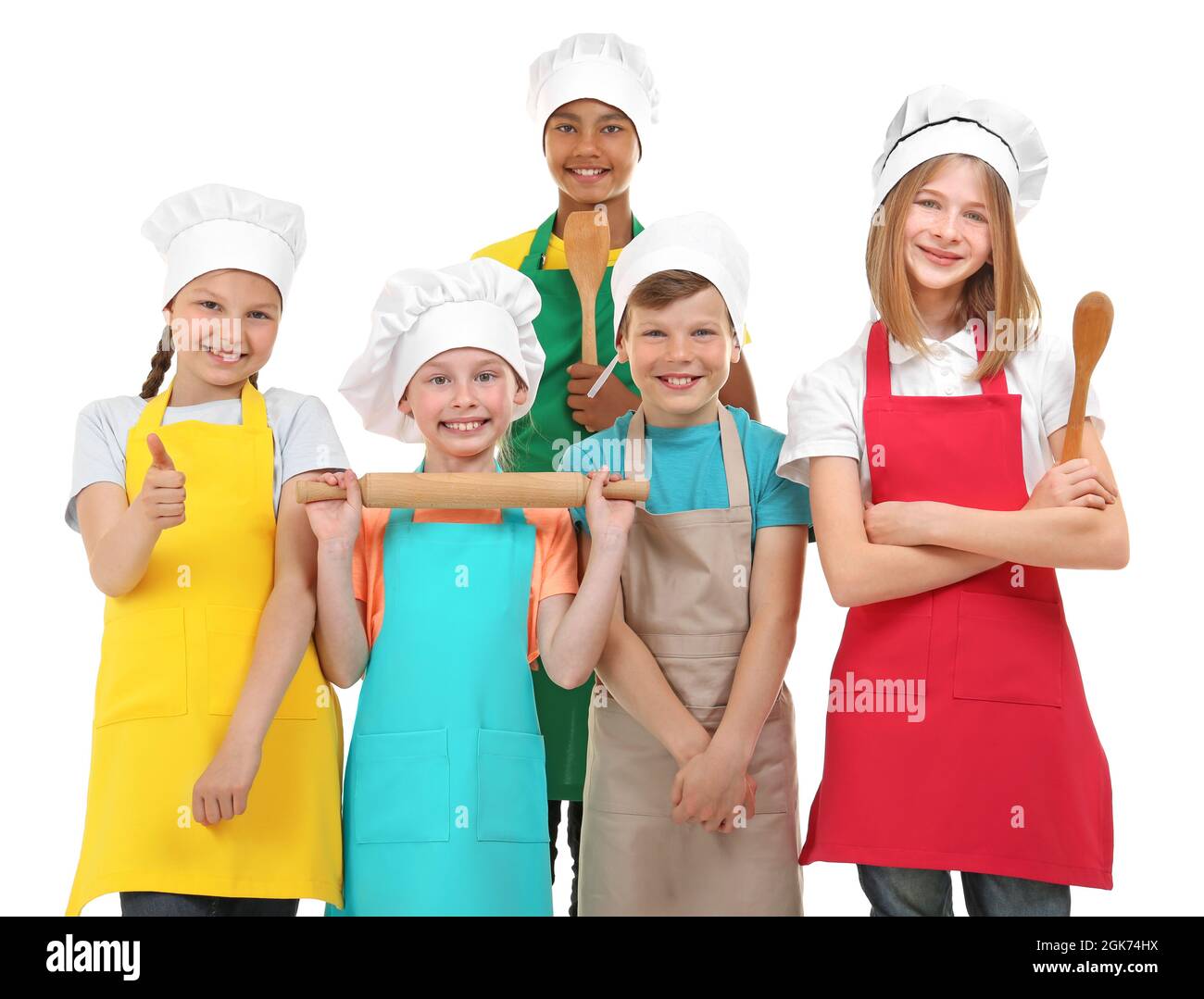Group of children on white background. Concept of cooking classes Stock ...