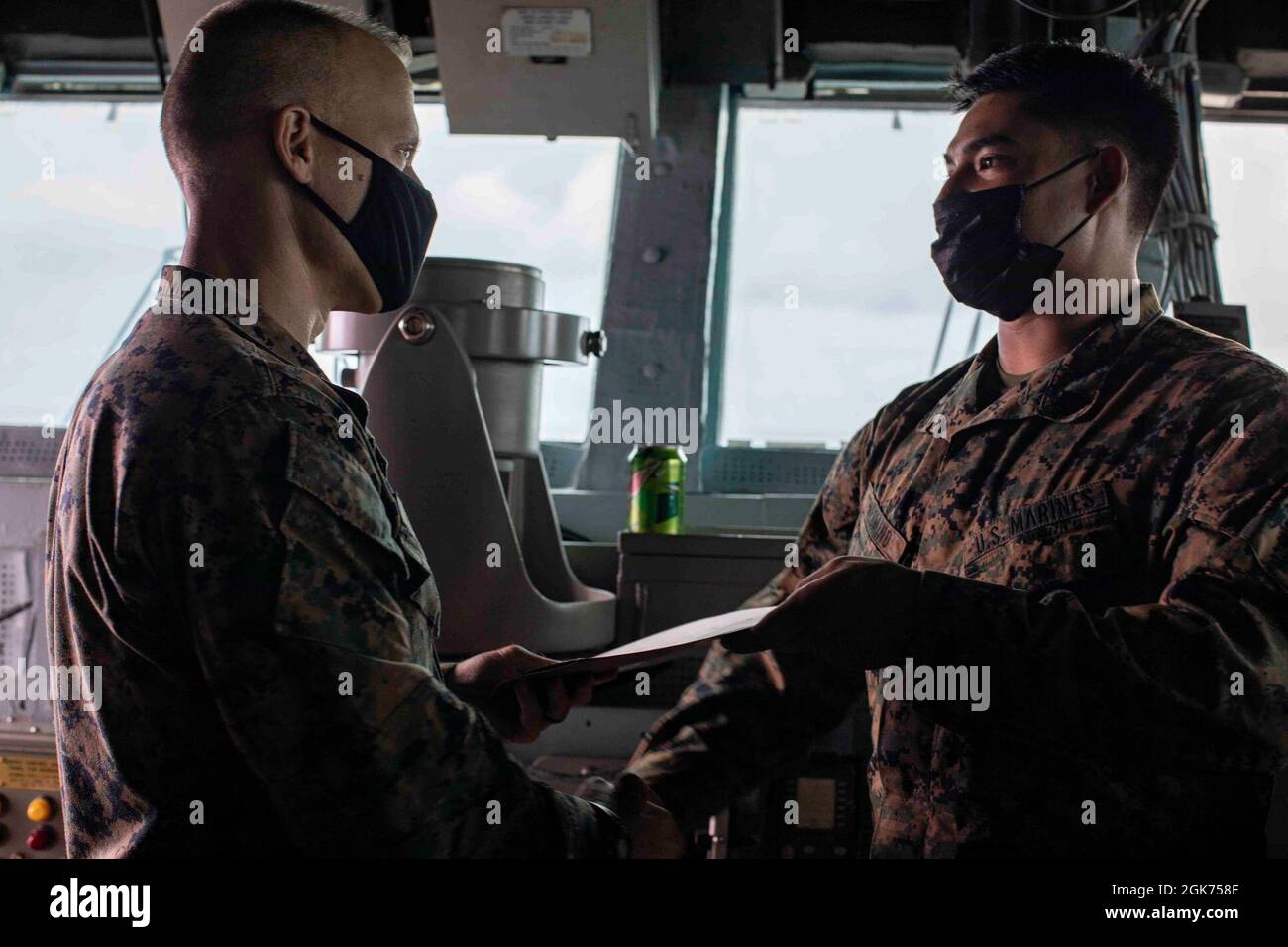 PACIFIC OCEAN (Aug. 19, 2021) U.S. Marine Corps Col. Jim Lively, left ...