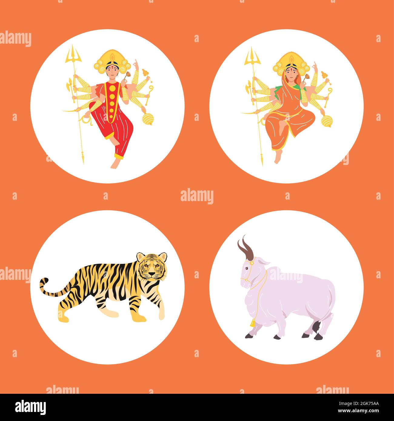 four navratri sacred idols characters Stock Vector Image & Art - Alamy