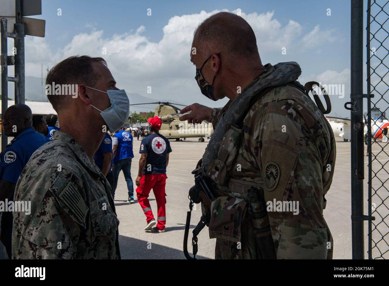 U.S. Navy Rear Adm. Keith Davids, left, commander of U.S. Southern ...