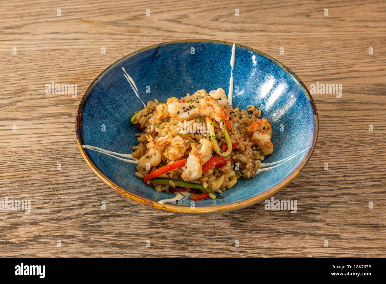 Asian-style sautéed rice with prawns, vegetables, poppy seeds and soy ...