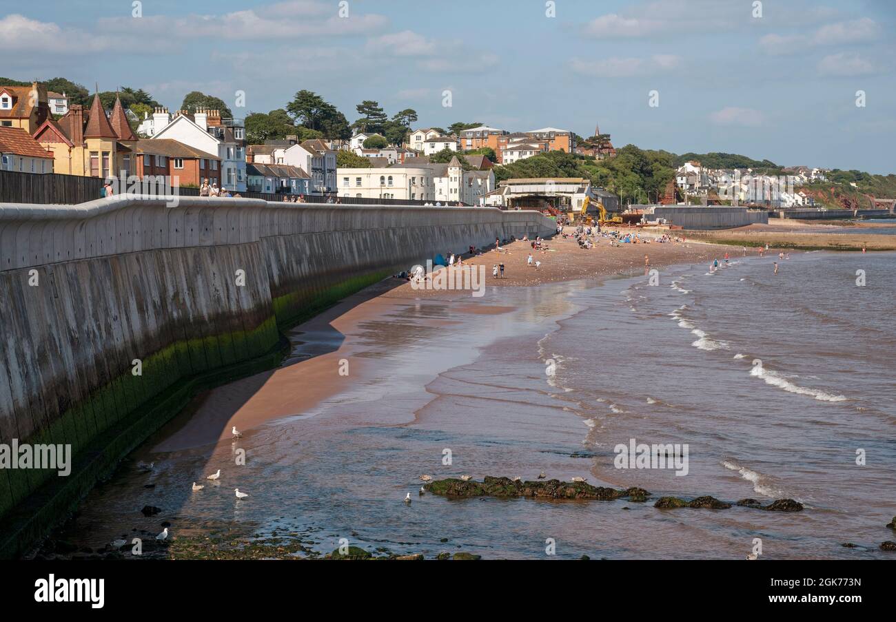 Dawlish Devon England Uk 2021 A Section Of The New Sea Wall And