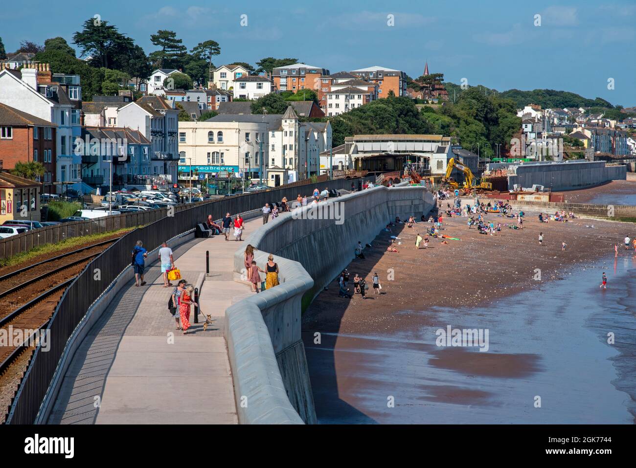 Dawlish, Devon, England, UK. 2021. An overview of a section of the new ...