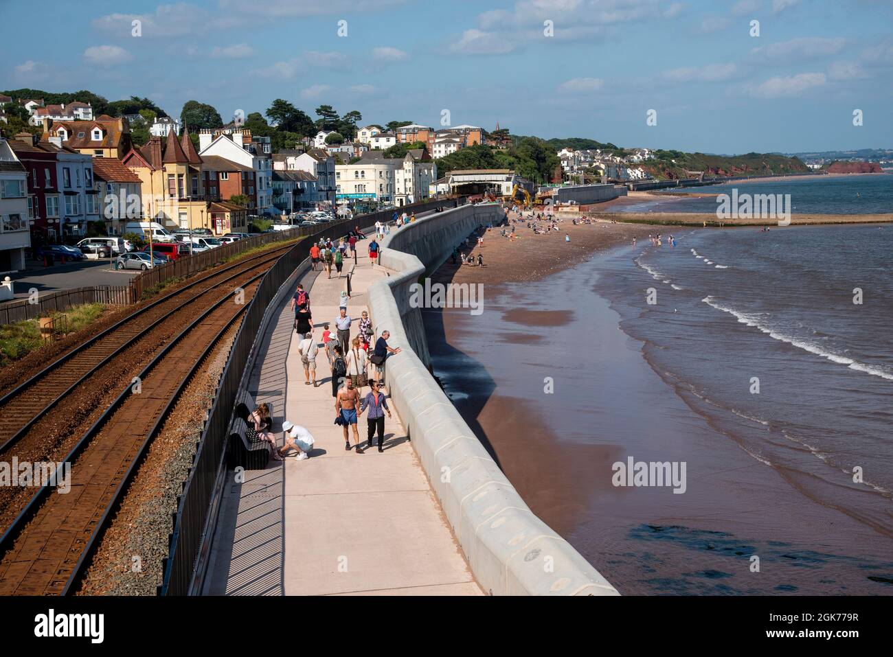 Dawlish, Devon, England, UK. 2021. An overview of a section of the new ...