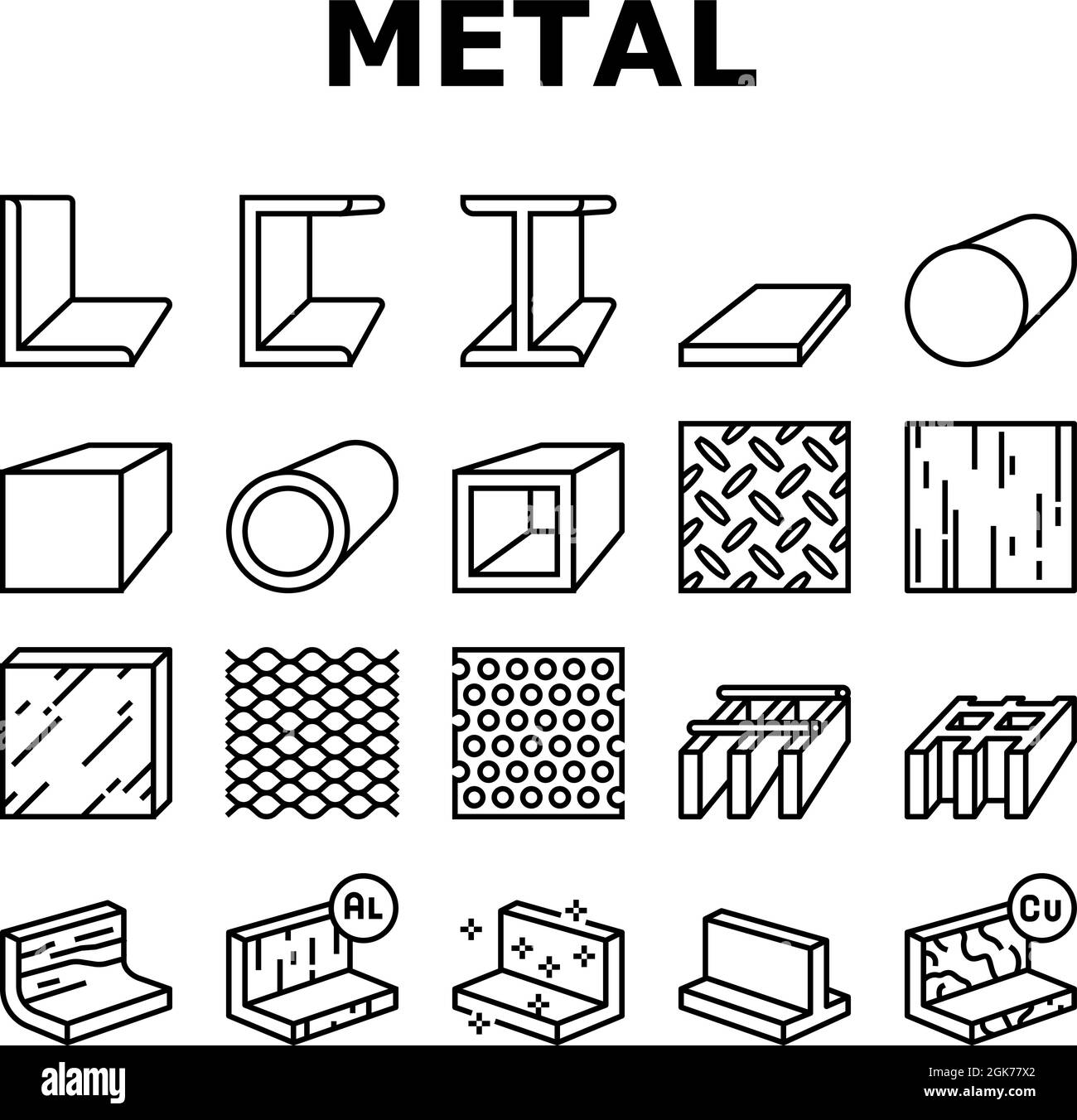 Metal Material Construction Beam Icons Set Vector Stock Vector Image ...