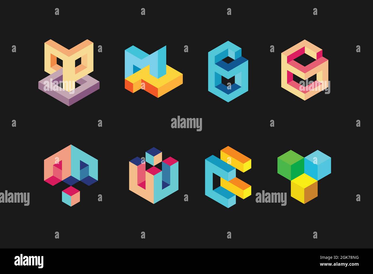 Set of isometric bright signs and symbols for your corporate identity ...