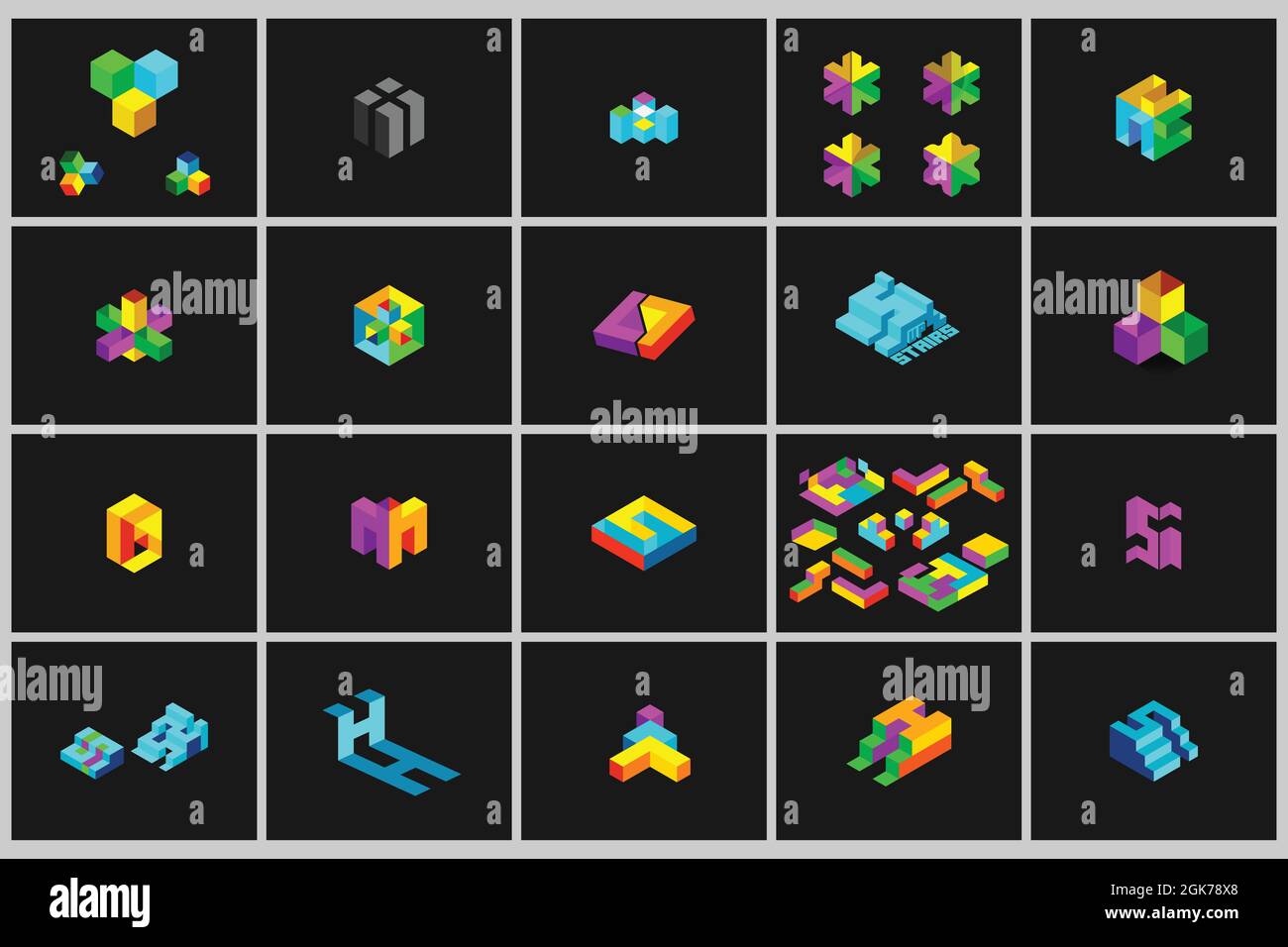 Set of isometric bright signs and symbols for your corporate identity ...