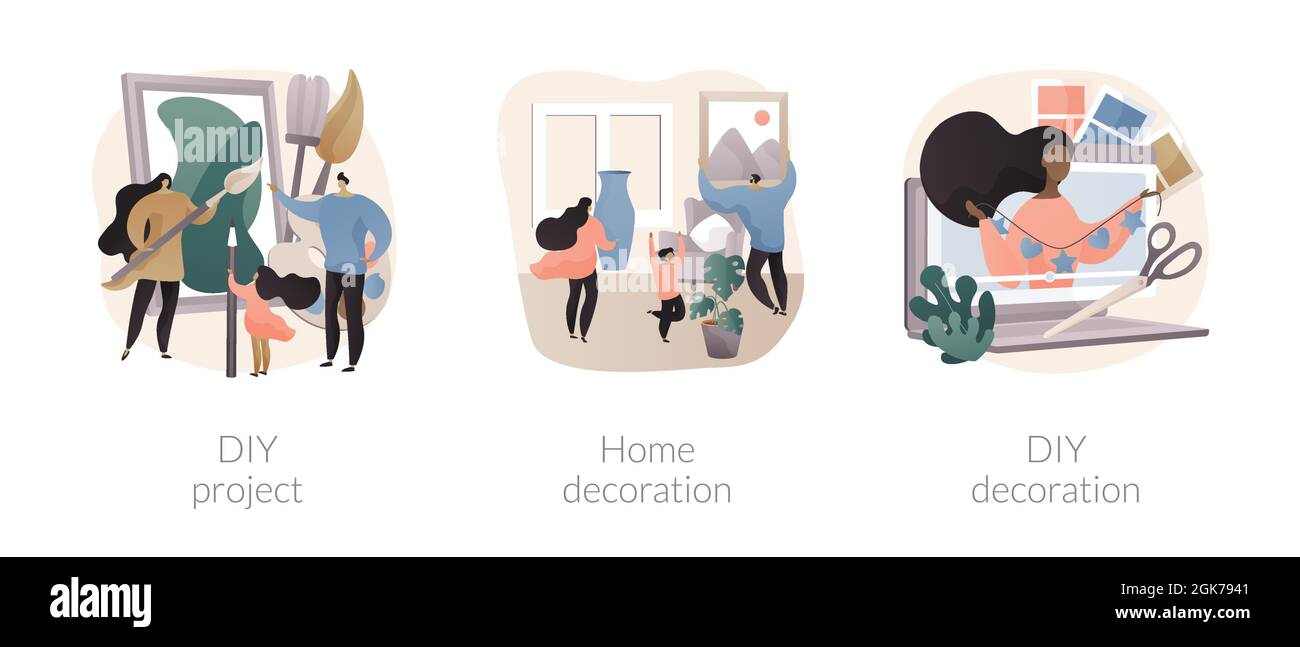 Family house decor abstract concept vector illustrations Stock Vector ...