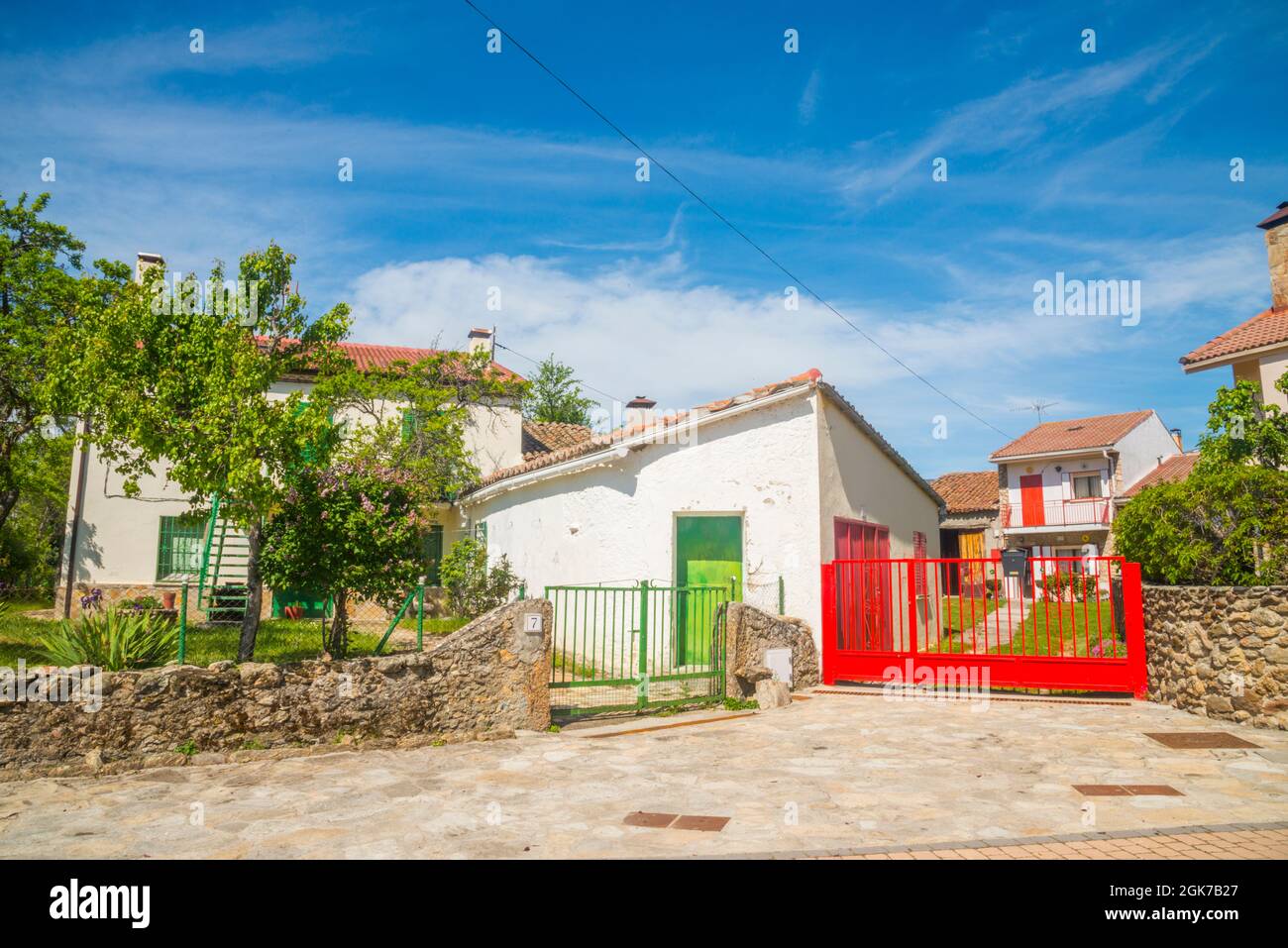 Street. Pinilla del Valle, Madrid province, Spain Stock Photo - Alamy