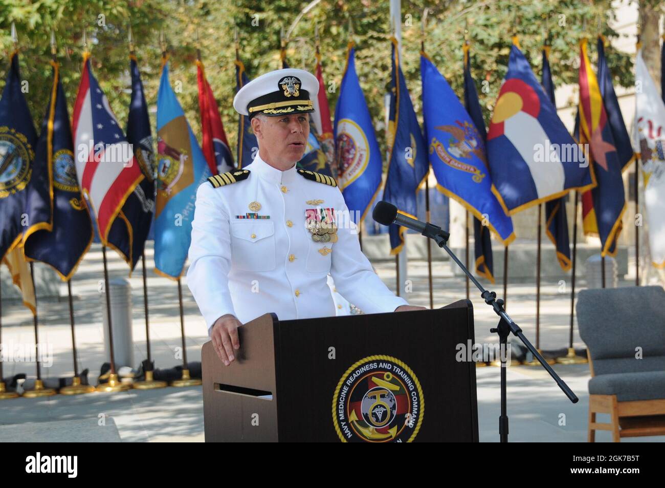 U.S. Navy Capt. Peter Roberts, the incoming commanding officer of Navy ...