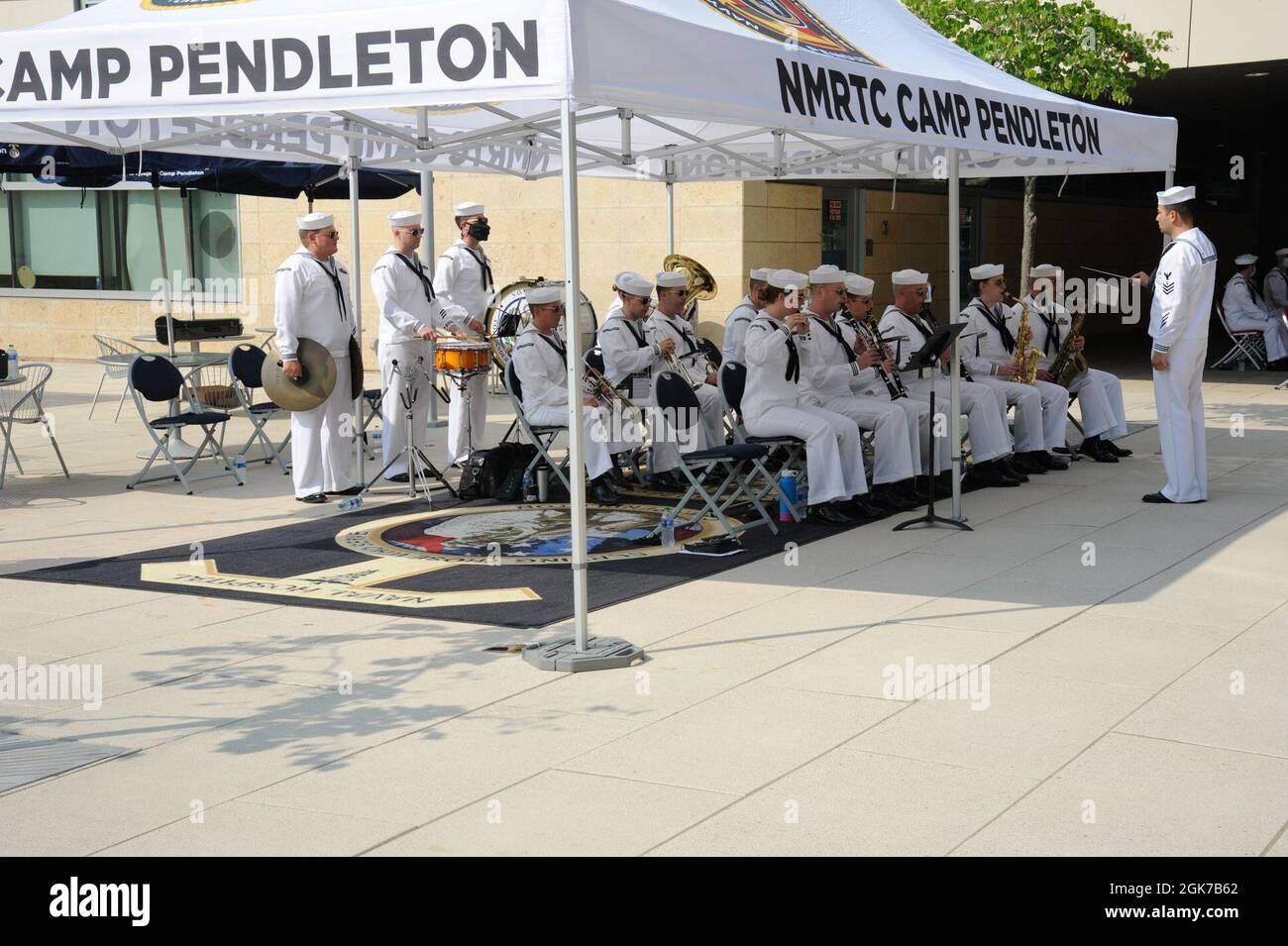 Navy Band South West plays during the change of command ceremony at Naval Hospital Camp ...