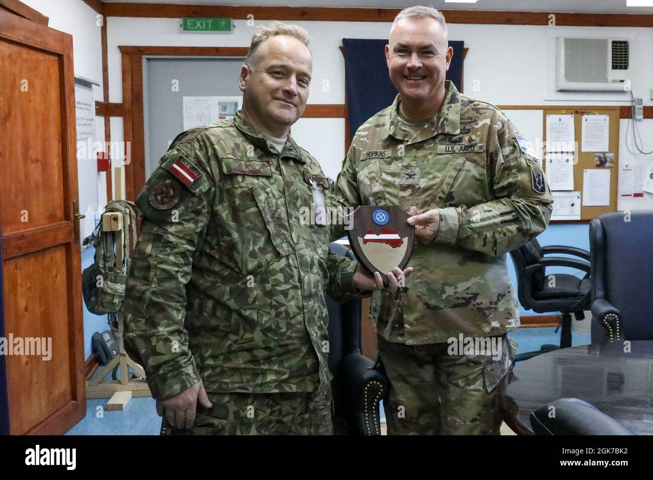 Latvian Brig. Gen. Imants Ziediņš, JHQ Chief of Staff, presents a ...