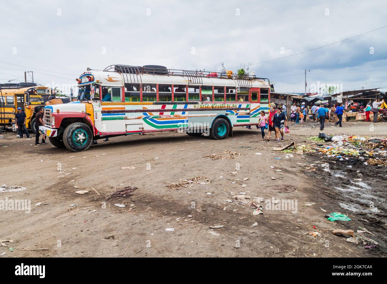 MASAYA, NICARAGUA - APRIL 30, 2016: Local buses called chicken bus at ...
