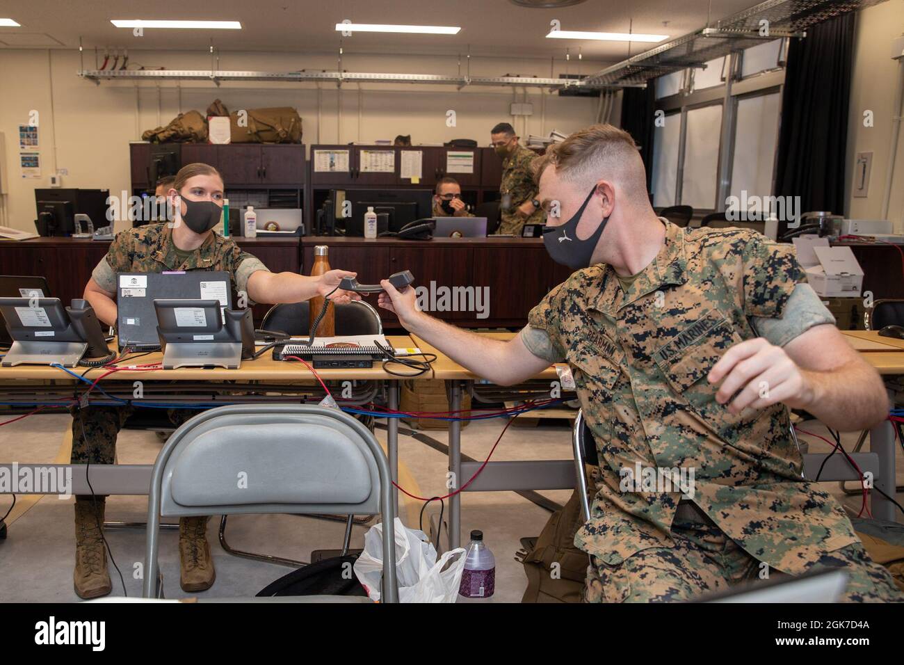 U.S. Marines with 3rd Marine Expeditionary Brigade conduct a command ...