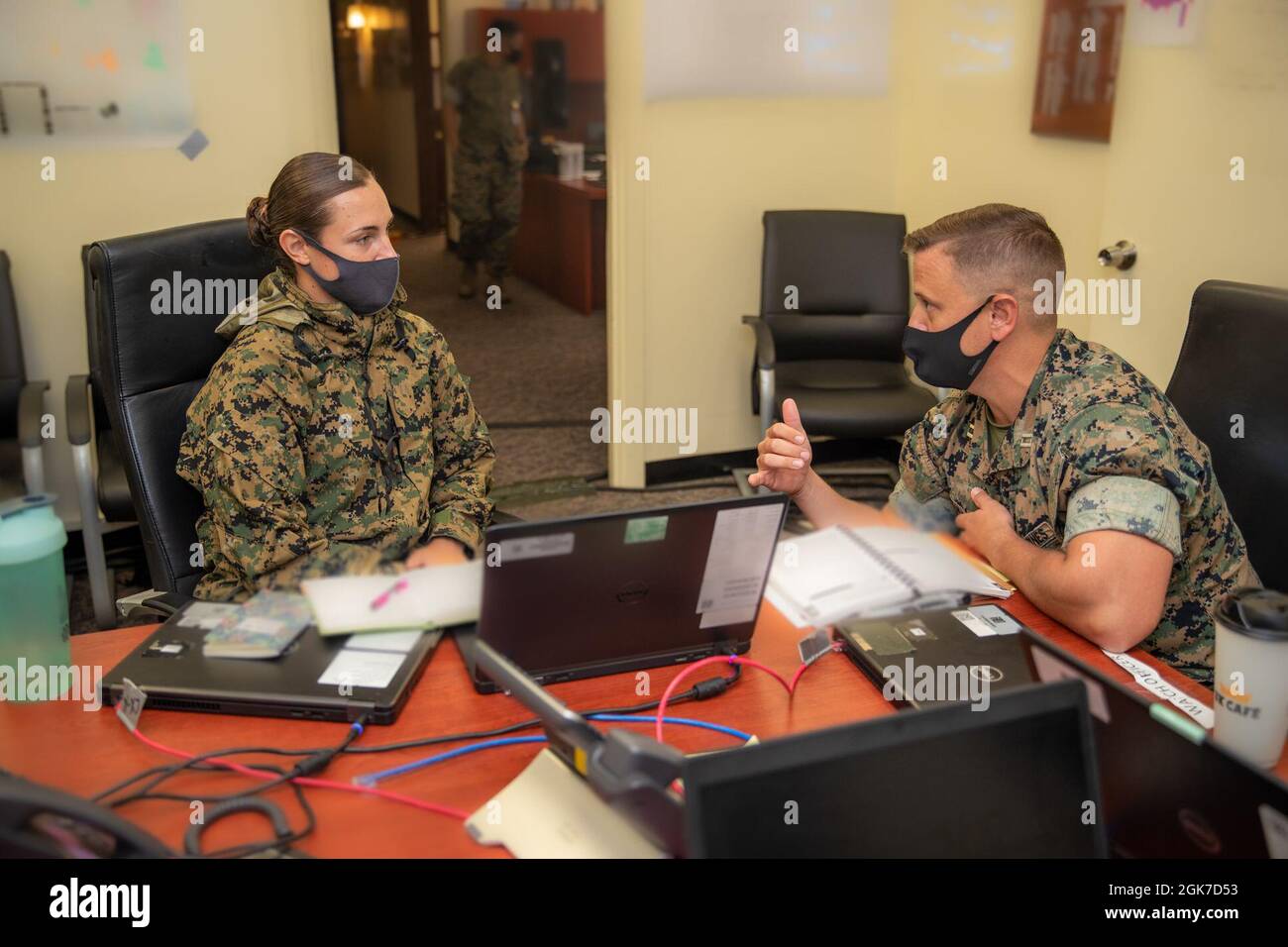 U.S. Marines with 3rd Marine Expeditionary Brigade conduct a command ...