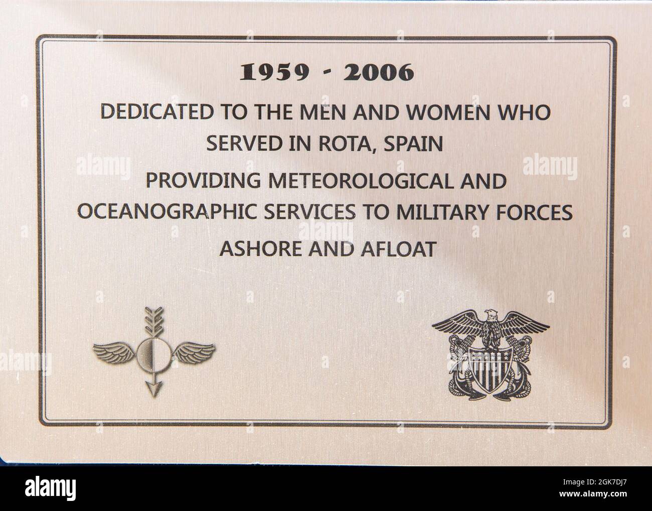 NAVAL STATION ROTA, Spain (Aug. 24, 2021) Photo of the plaque attached ...