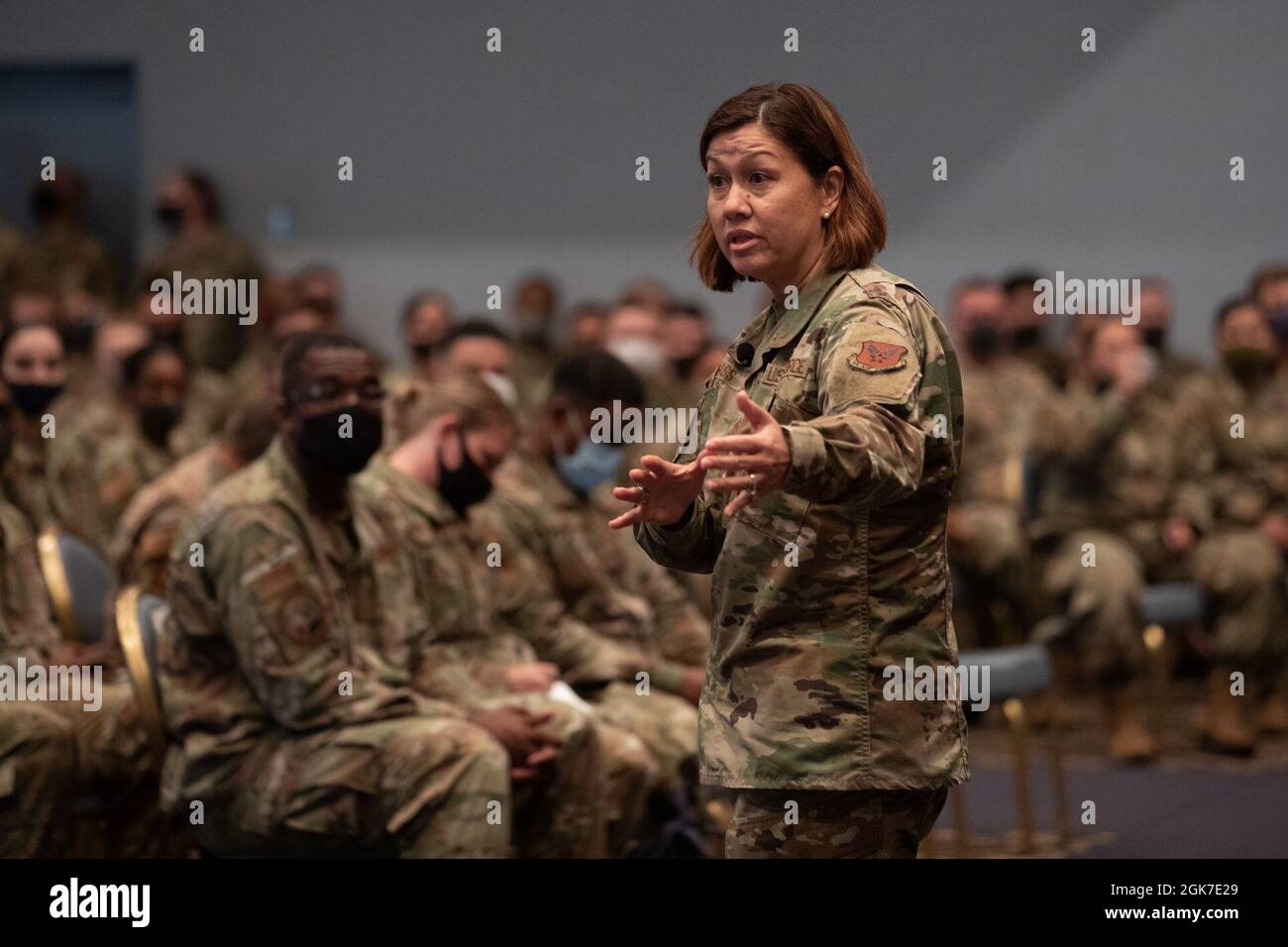 Chief Master Sergeant of the Air Force JoAnne Bass gives a speech ...
