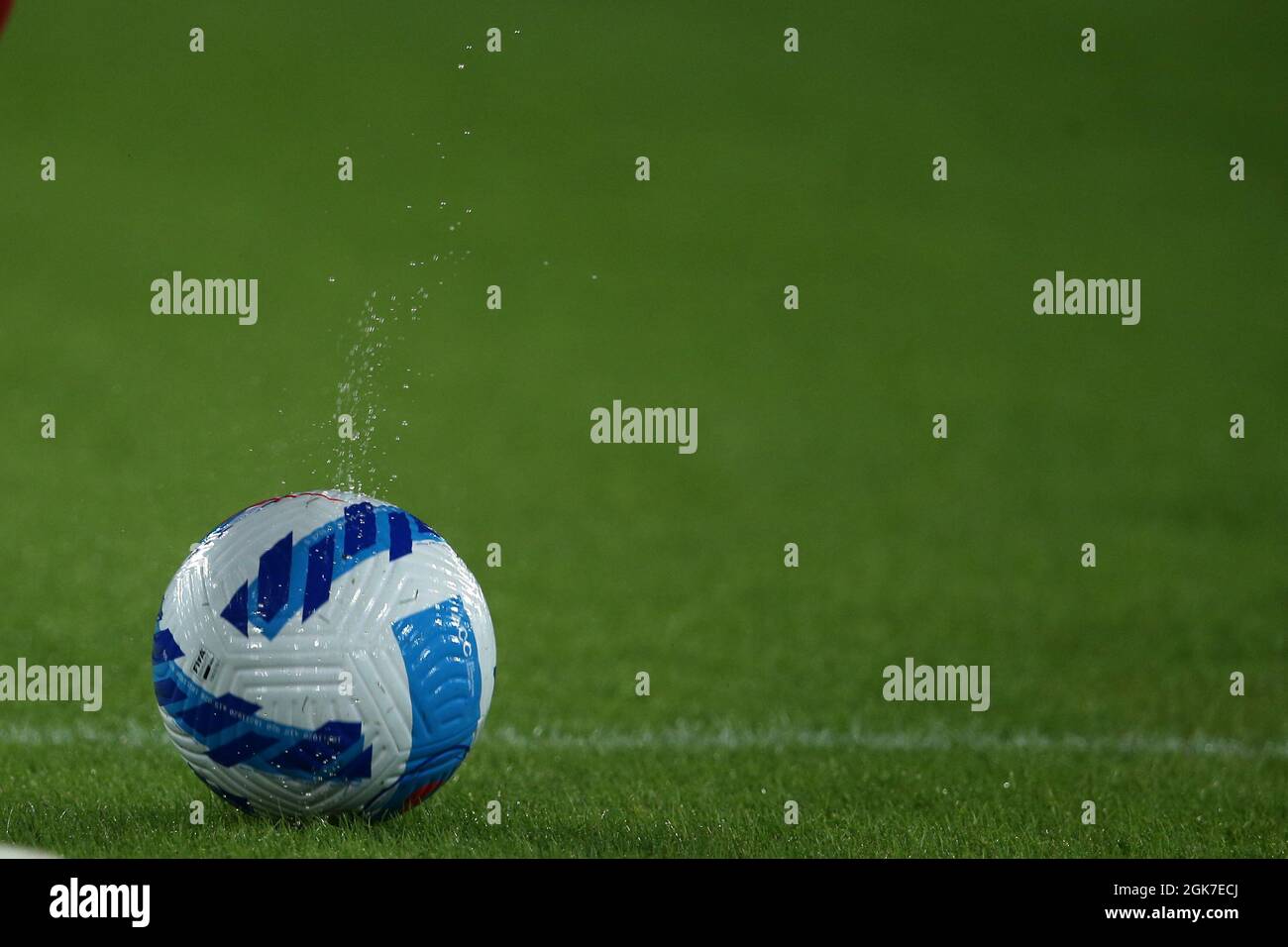 Rome, Italy September 12 2021. a wet ball on the pitch of Stadio ...