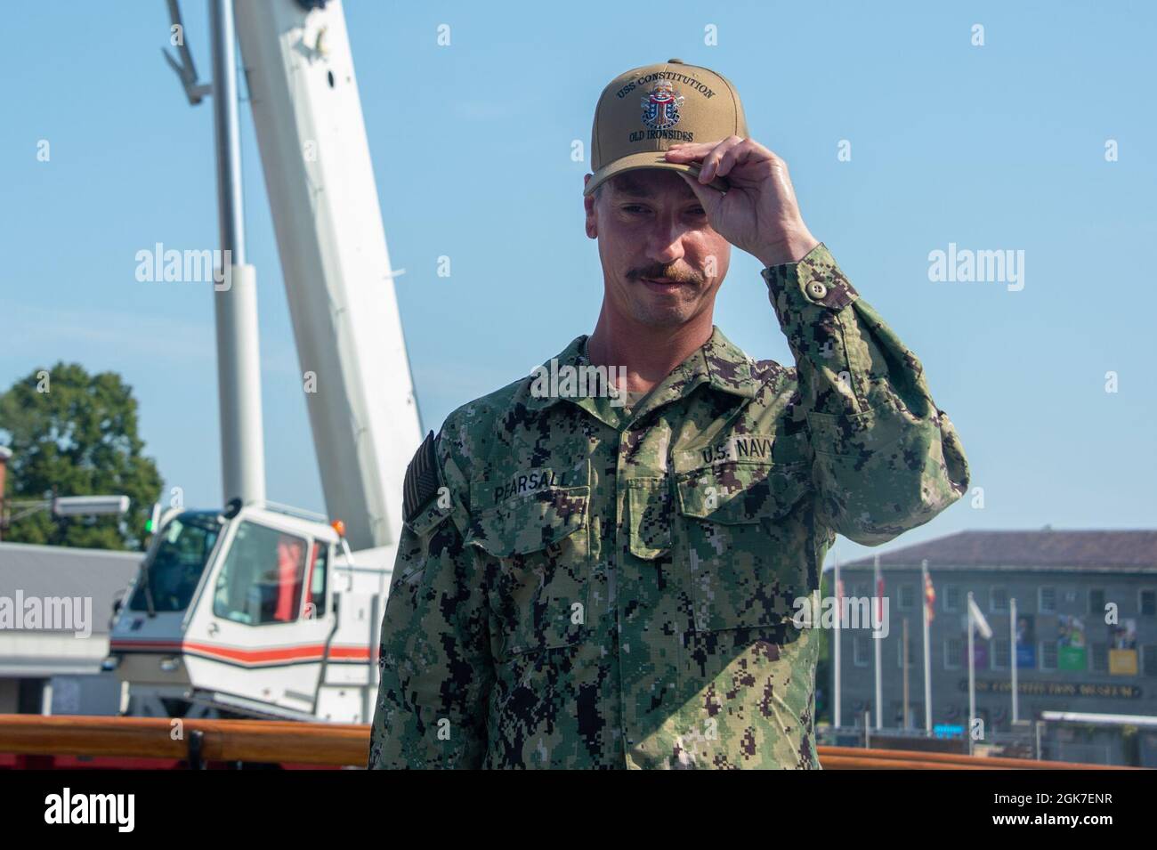 BOSTON (August 26, 2021) Constructionman Damian Pearsall assigned to ...
