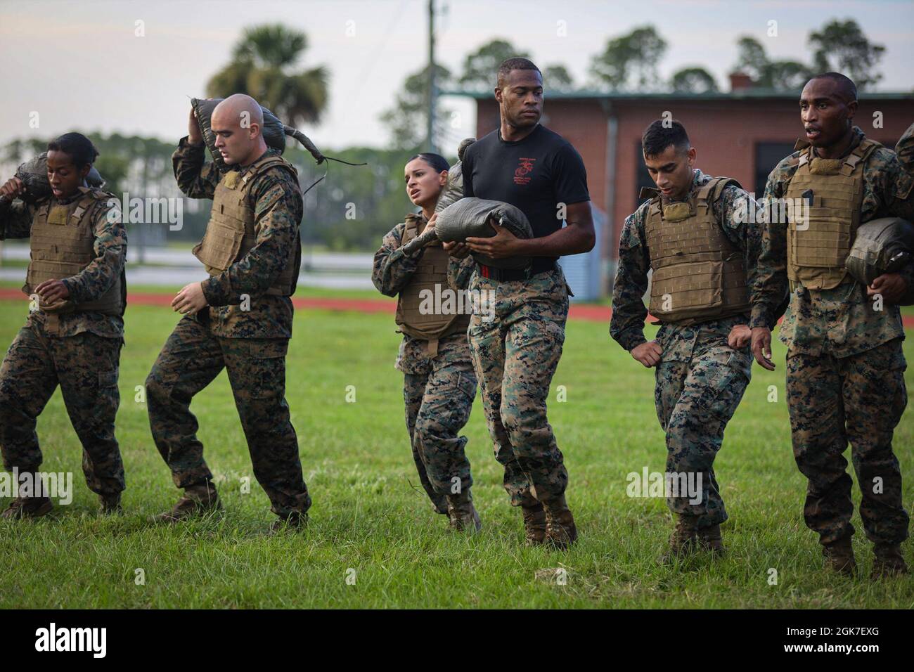 U.S. Marines participate in a combat conditioning exercise during the ...
