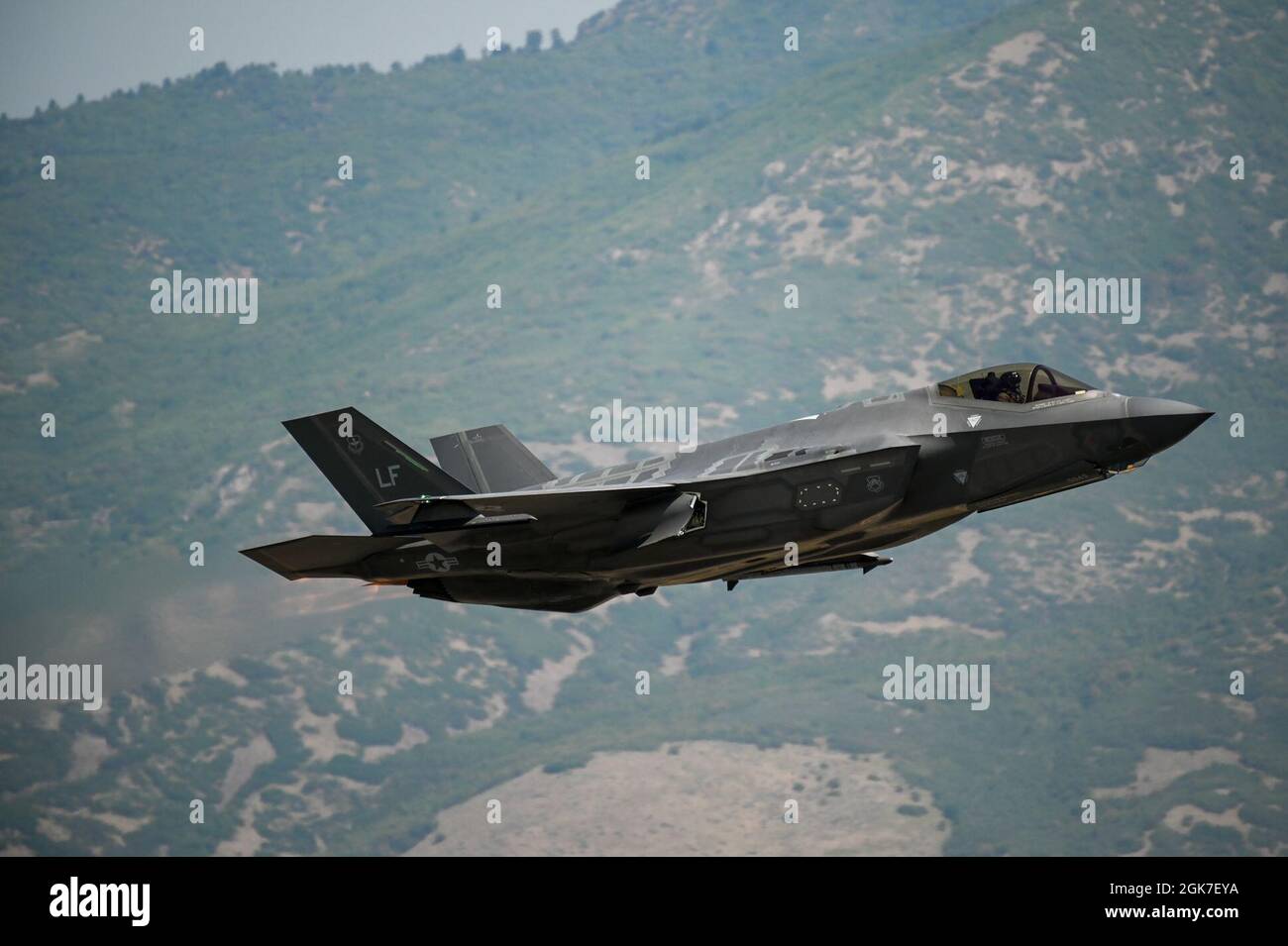 An F-35A Lightning II assigned to the 63rd Fighter Squadron from Luke ...