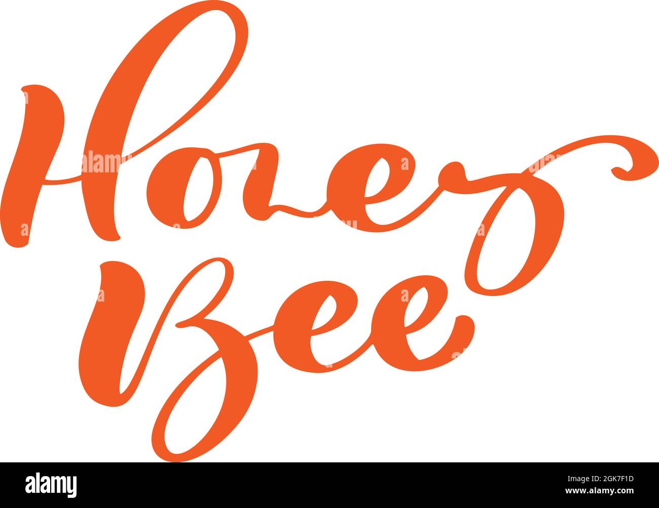 Honey Bee calligraphy vector lettering text. Bee hand lettering word in ...