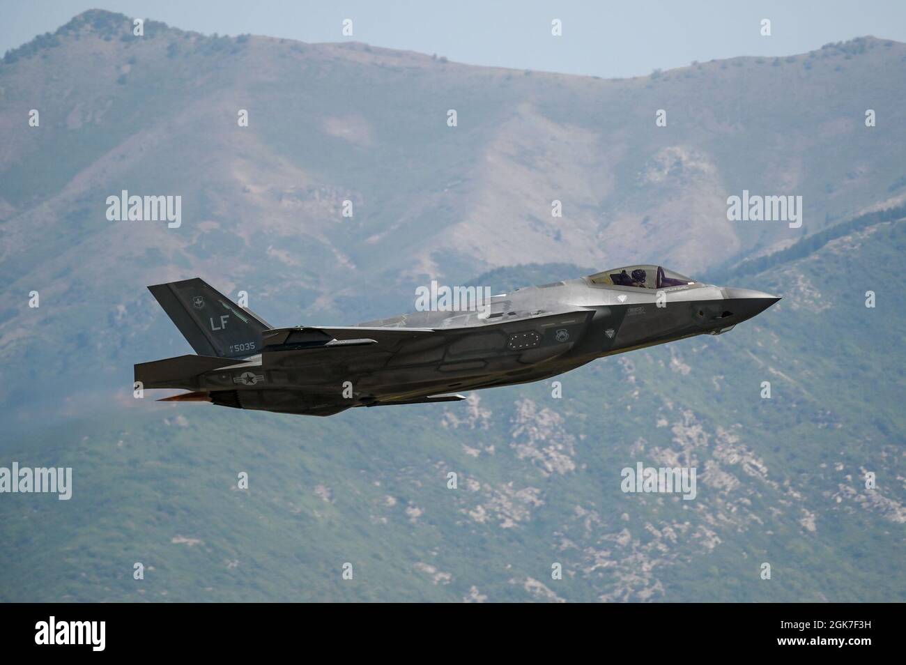 An F-35A Lightning II assigned to the 63rd Fighter Squadron from Luke ...