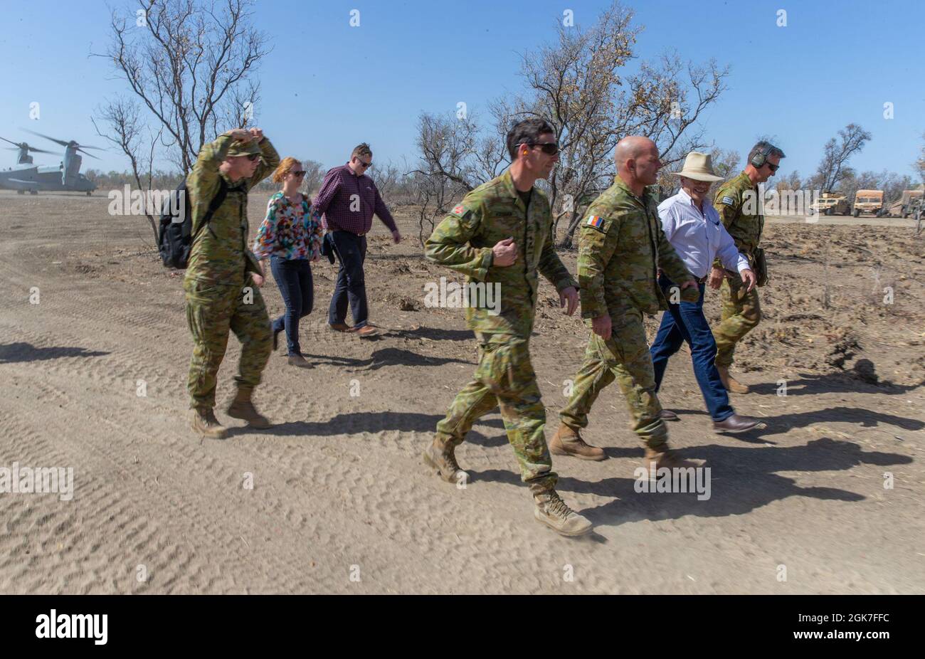 Australian Army Brig. Mark Ascough, commander of 6 Brigade, front left ...