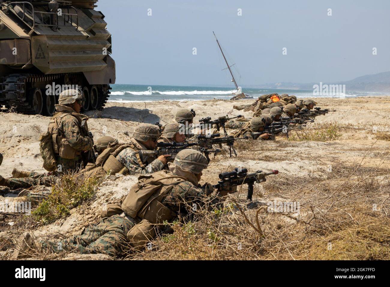 U.S. Marines with 1st Battalion, 5th Marines, 1st Marine Division, post ...