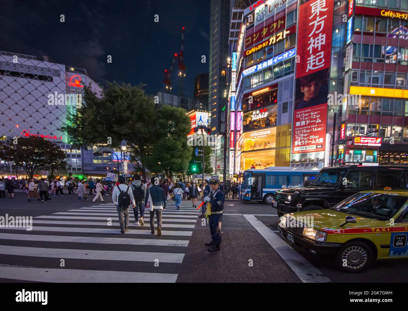 Japanese minicab at the zebra crossing in Shibuya, Tokyo, Japan October ...
