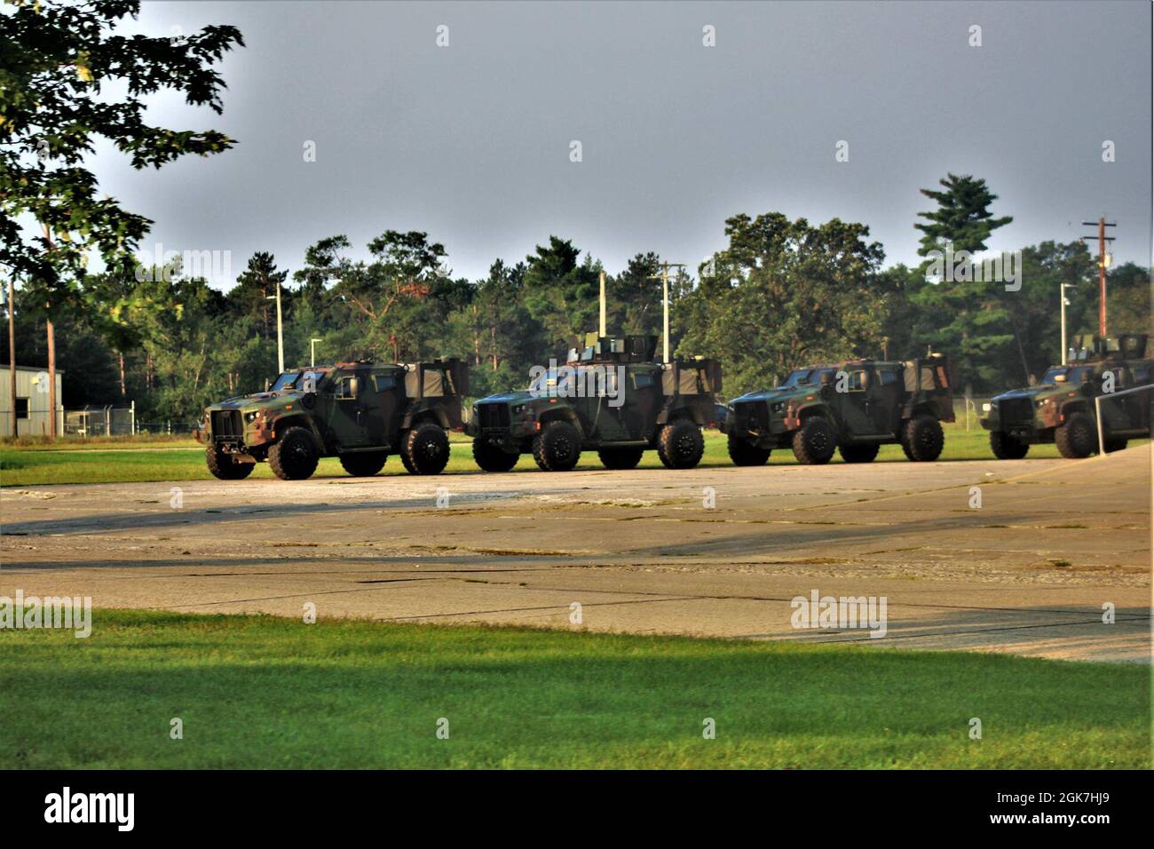 Military equipment is shown Aug. 26, 2021, at Fort McCoy, Wis. The ...