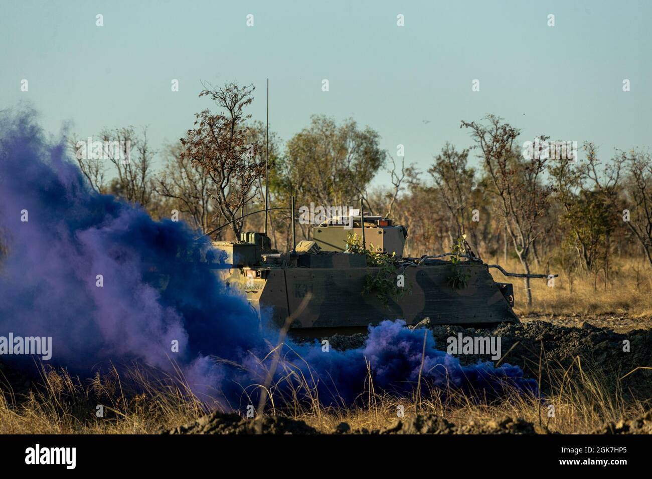 An Australian M113AS4 Aurmored Personnel Carrier moves towards ...