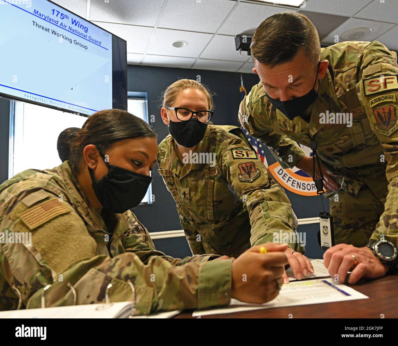 U.S. Air Force Master Sgt. Desiree Hayes (left), 175th Wing anti ...