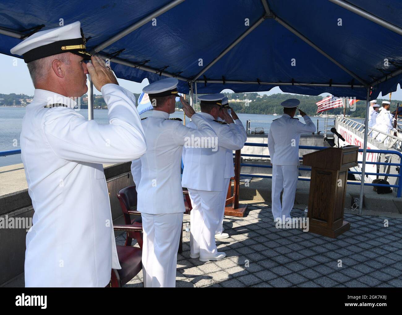 210827-N-GR655-032 GROTON, Conn. (August 27, 2021) – The official party ...