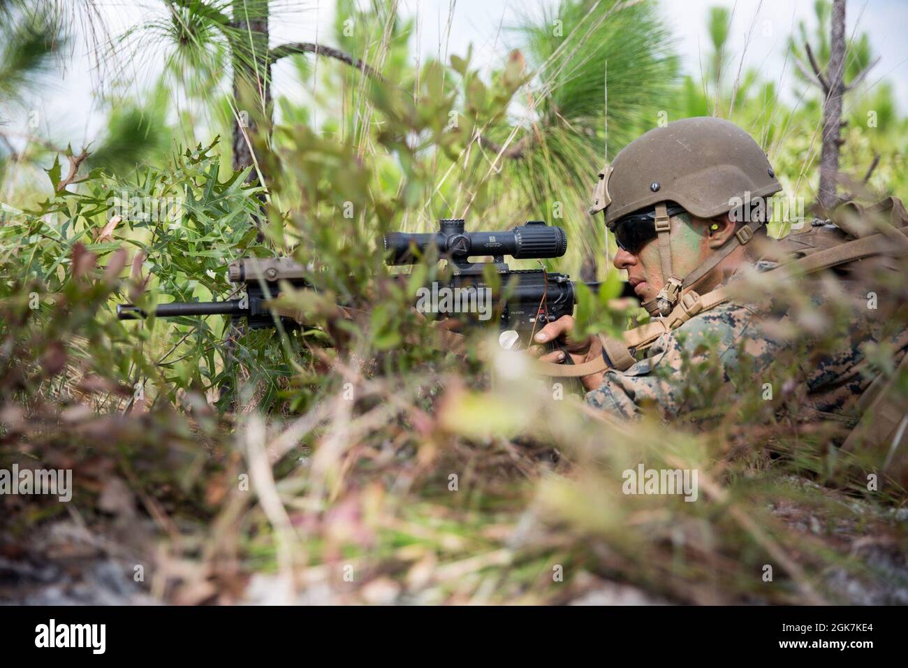 U.S. Marine Corps Pfc. Juan Gomez, a student with Echo Company, School ...