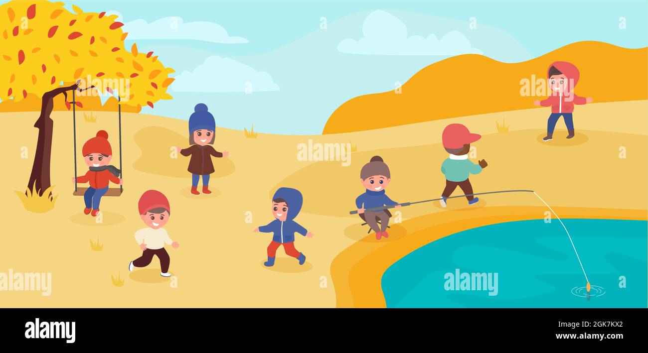 Children laughing outside Stock Vector Images - Alamy