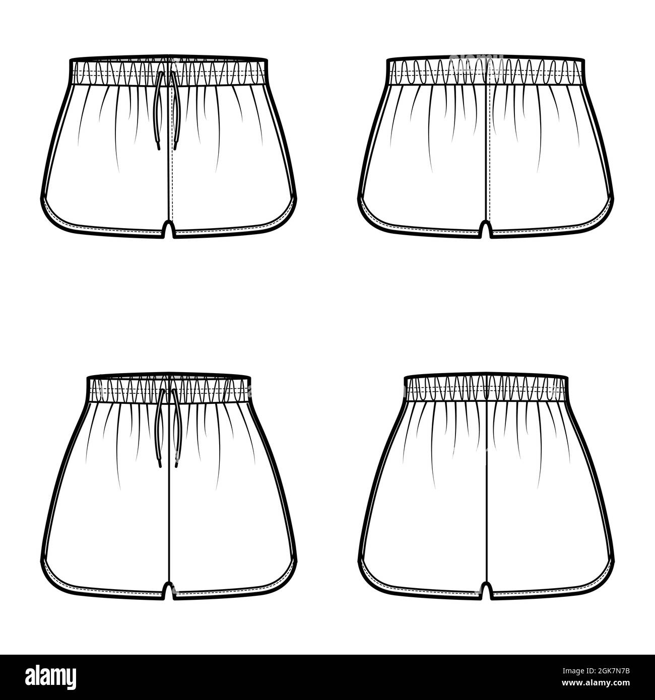Set of Sport training shorts Activewear technical fashion illustration ...