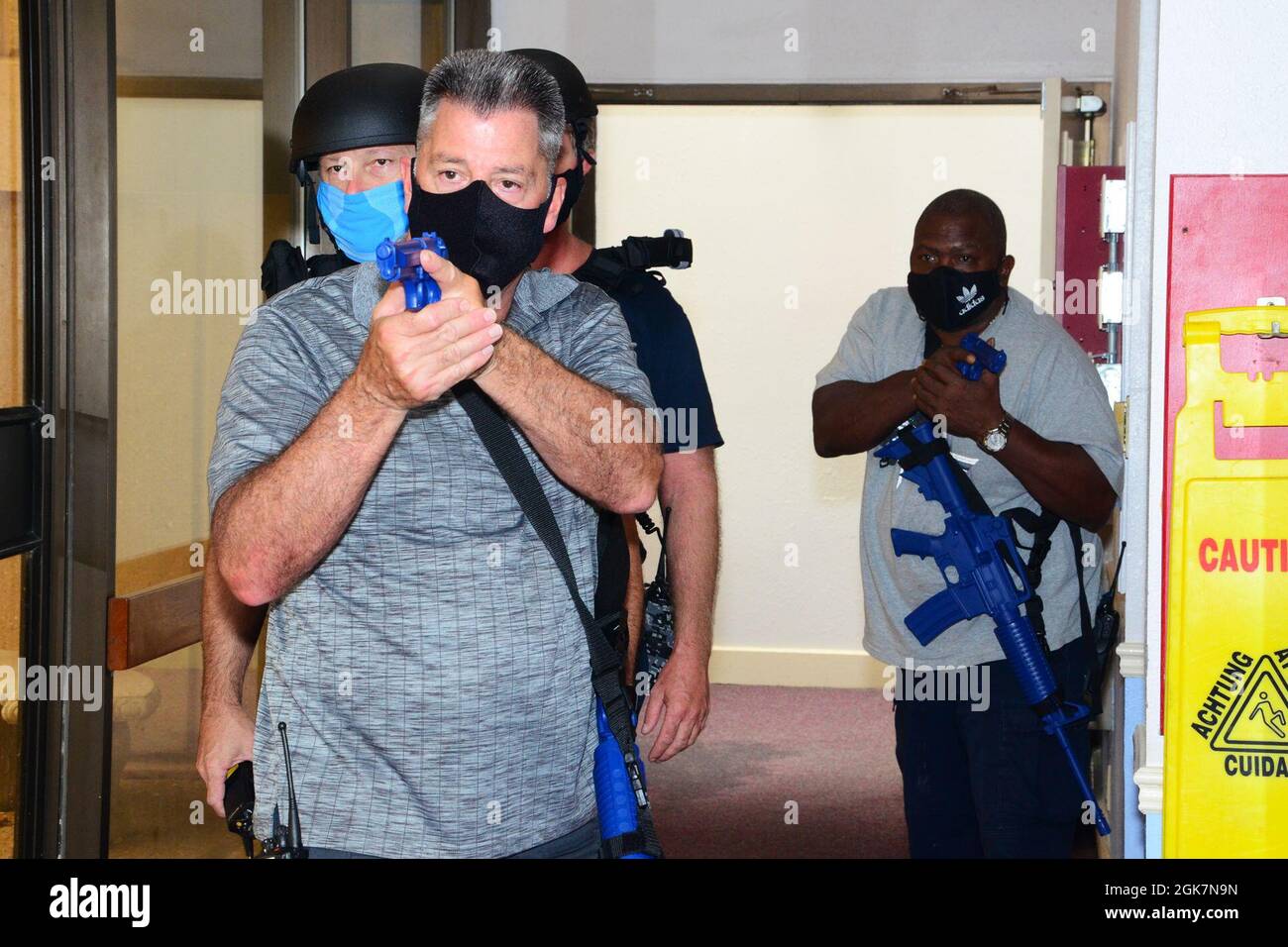 A Hostile Event Rescue Team (HERT) enters a building with simulated ...