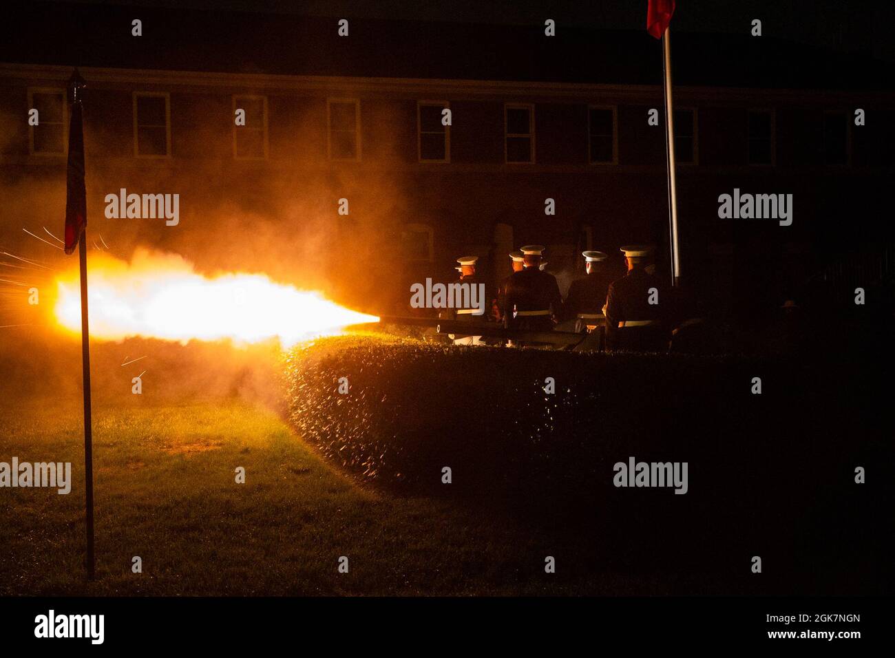 Body Bearers with Marine Barracks Washington fire the saluting battery ...
