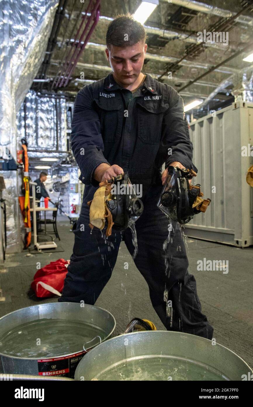 210828-N-WU807-1379 PHILIPPINE SEA (Aug. 28, 2021) Damage Controlman ...