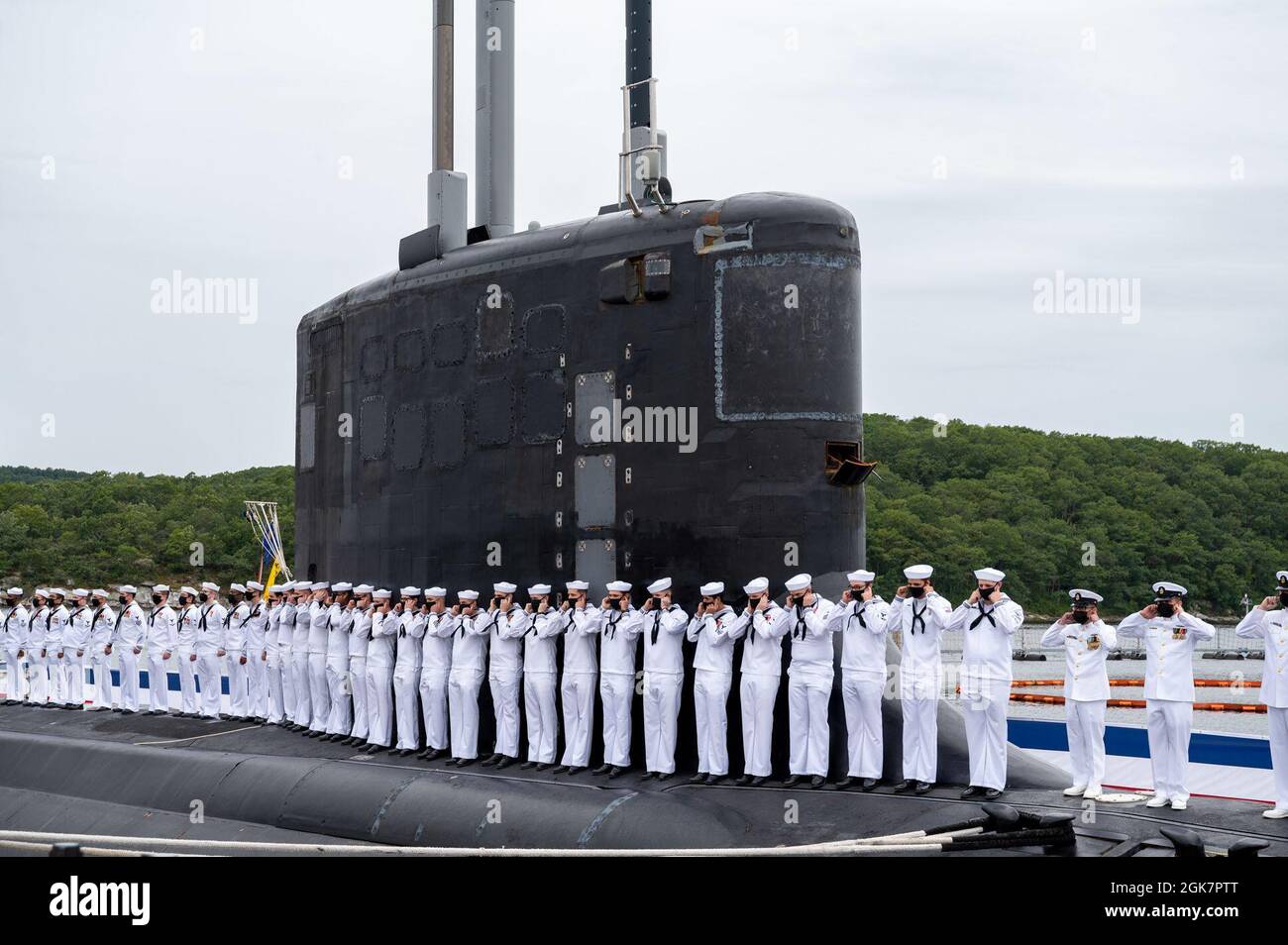 GROTON, Conn. (Aug. 28, 2021) — Sailors assigned to the Virginia-class ...