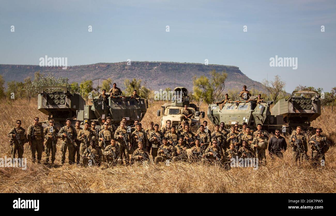 U.S. Marines with High Mobility Artillery Rocket System platoon, Marine ...