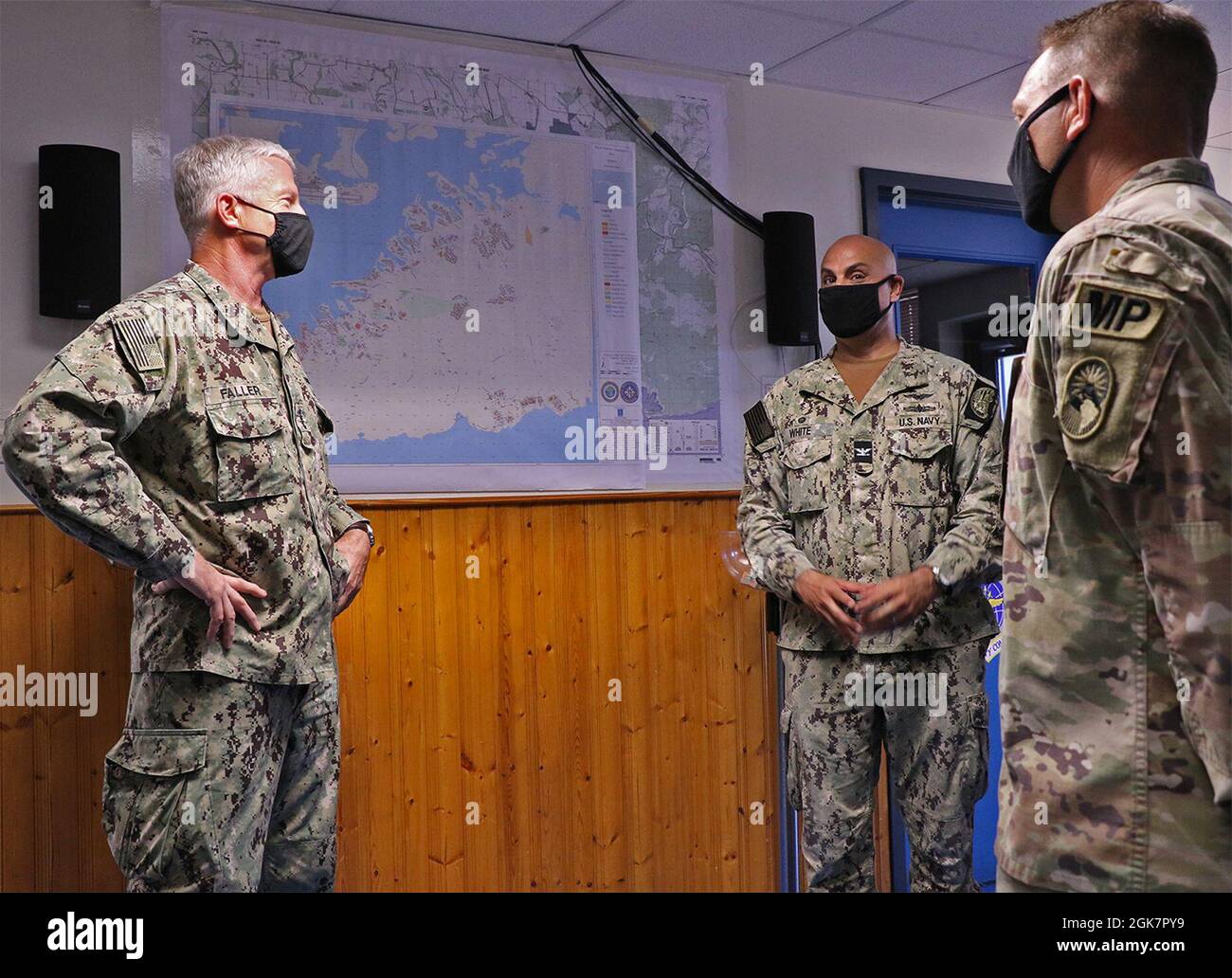 U.S. Southern Command Commander Adm. Craig Faller is greeted by leaders ...