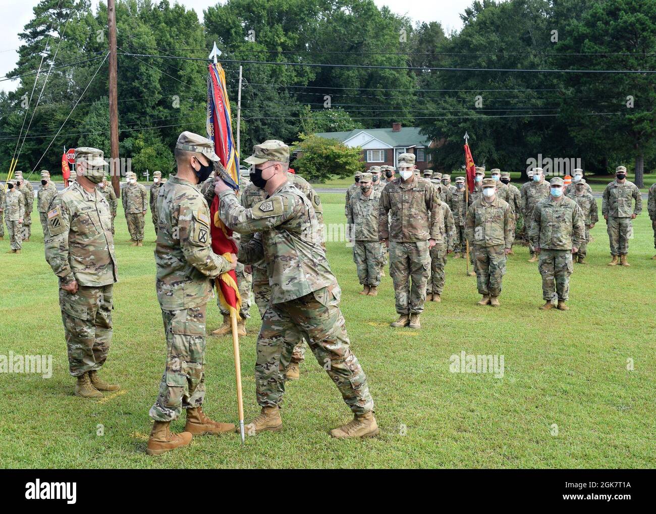 Georgia Army National Guard Lt. Col. Nathaniel Knight transfers the ...