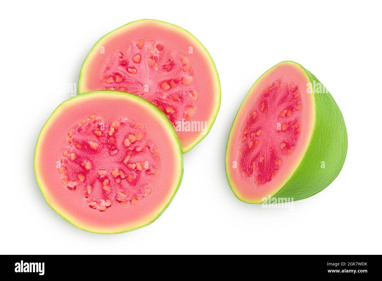 Guava fruit slices isolated on white background with clipping path and ...