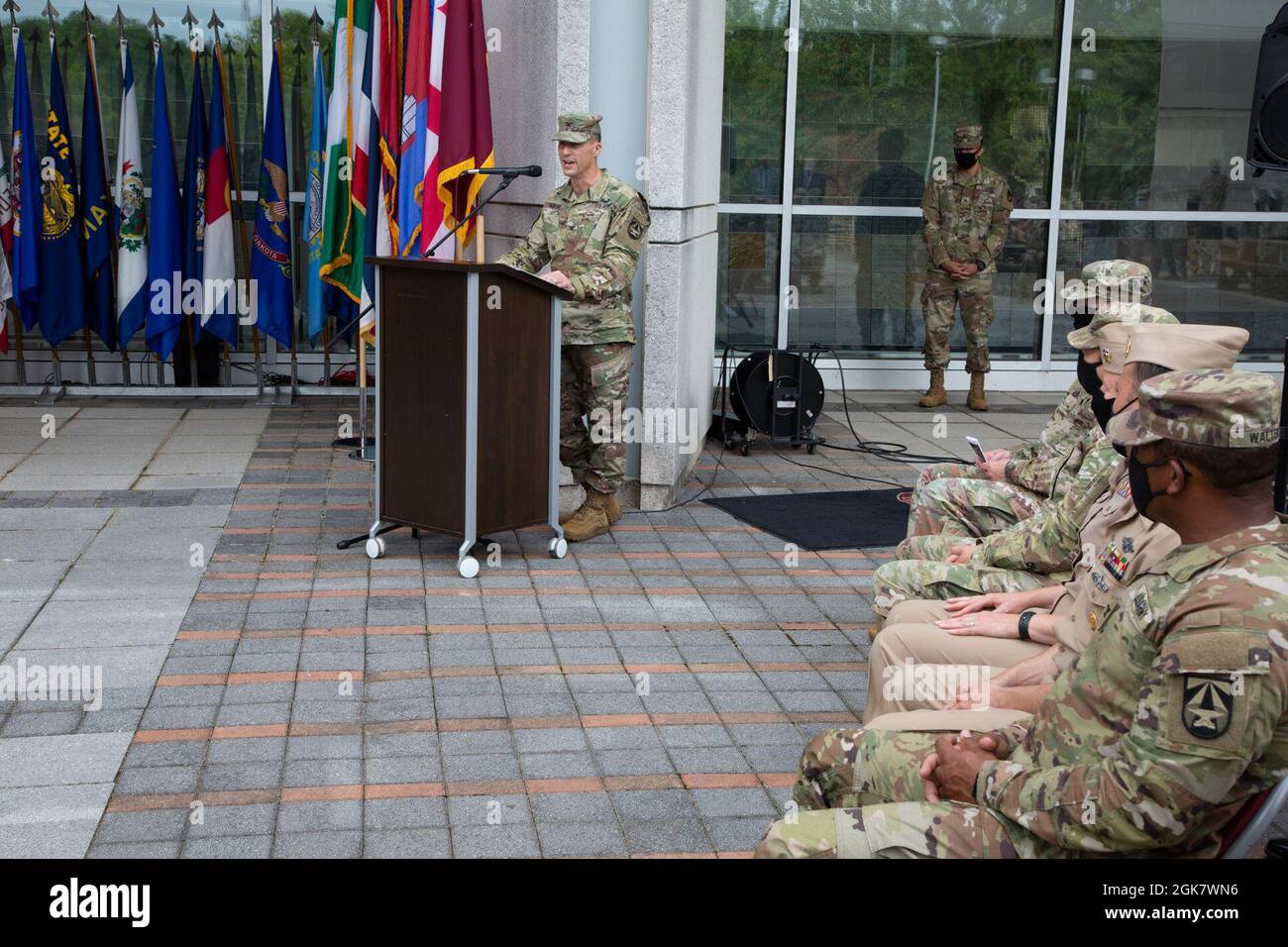 Col. Chad Koenig delivers remarks during an assumption of command ...
