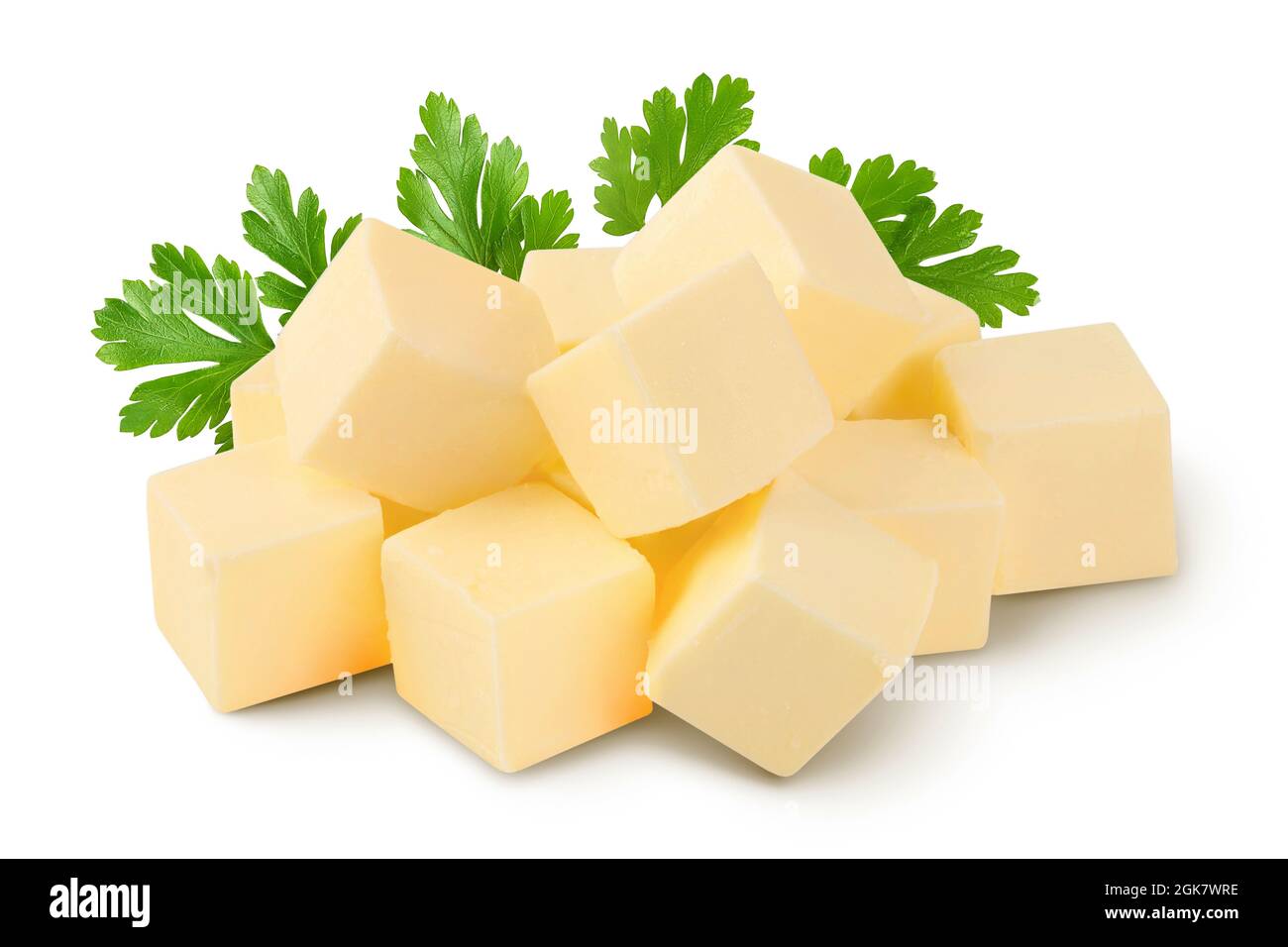 butter cube isolated on white background with clipping path and full ...