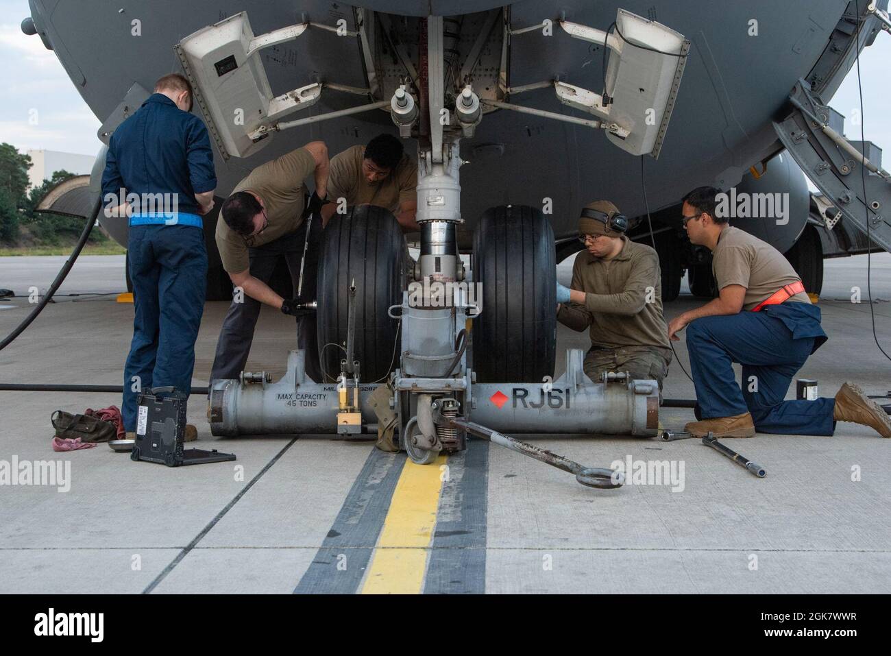 U.S. Air Force Airmen assigned to the 721st Aircraft Maintenance ...