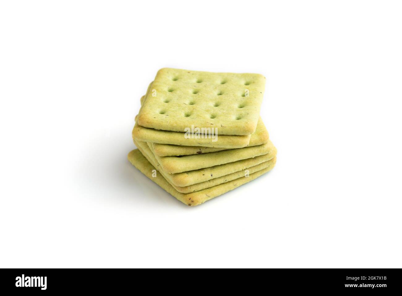 Green cracker pile isolated on white background. side view, close up ...
