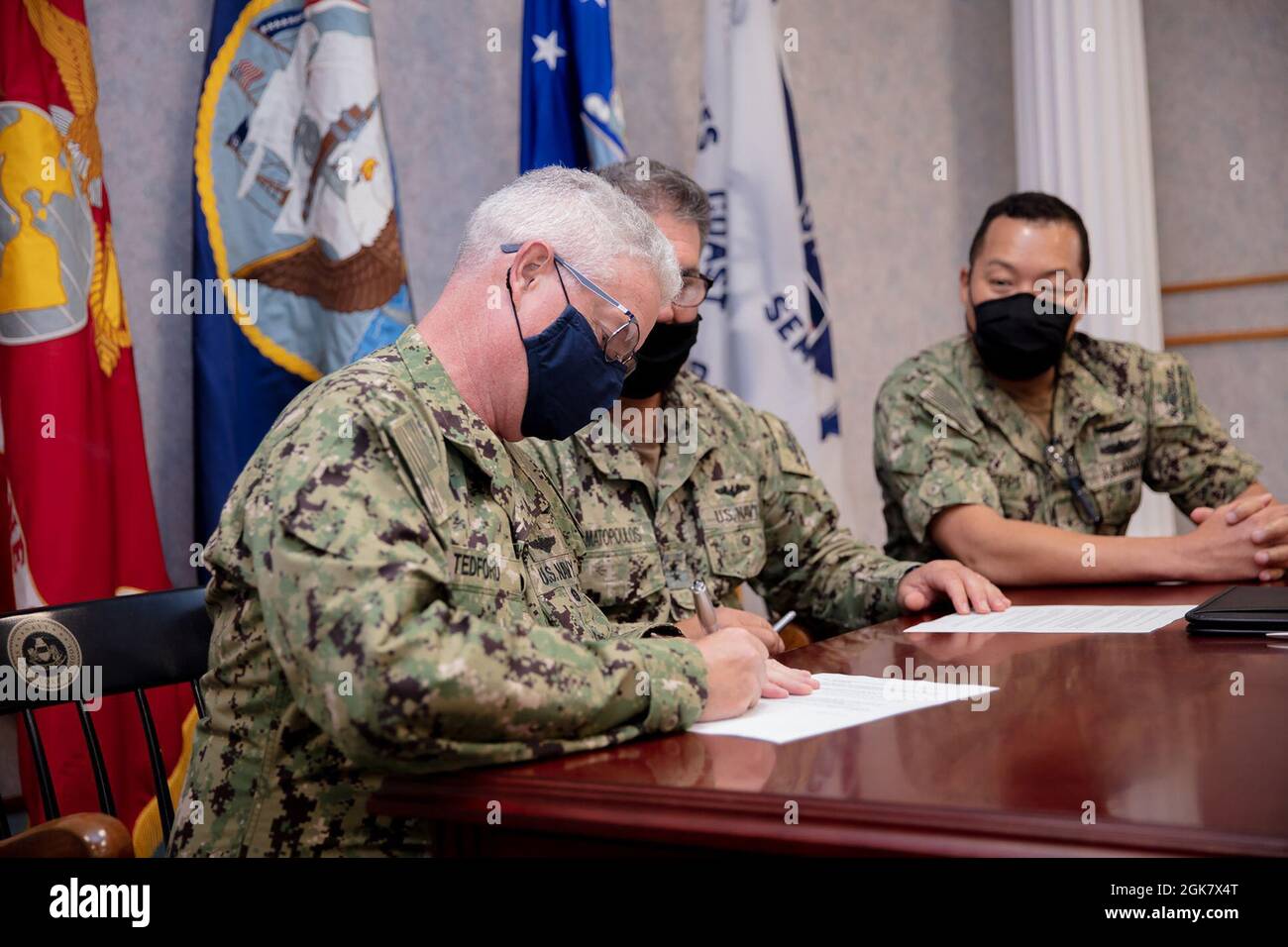 Rear Adm. Peter Stamatopoulos, Commander Naval Supply Systems Command (NAVSUP) and Rear Adm ...